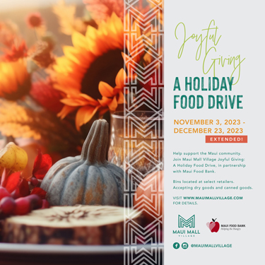 Joyful Giving, A Holiday Food Drive | Maui Mall Village